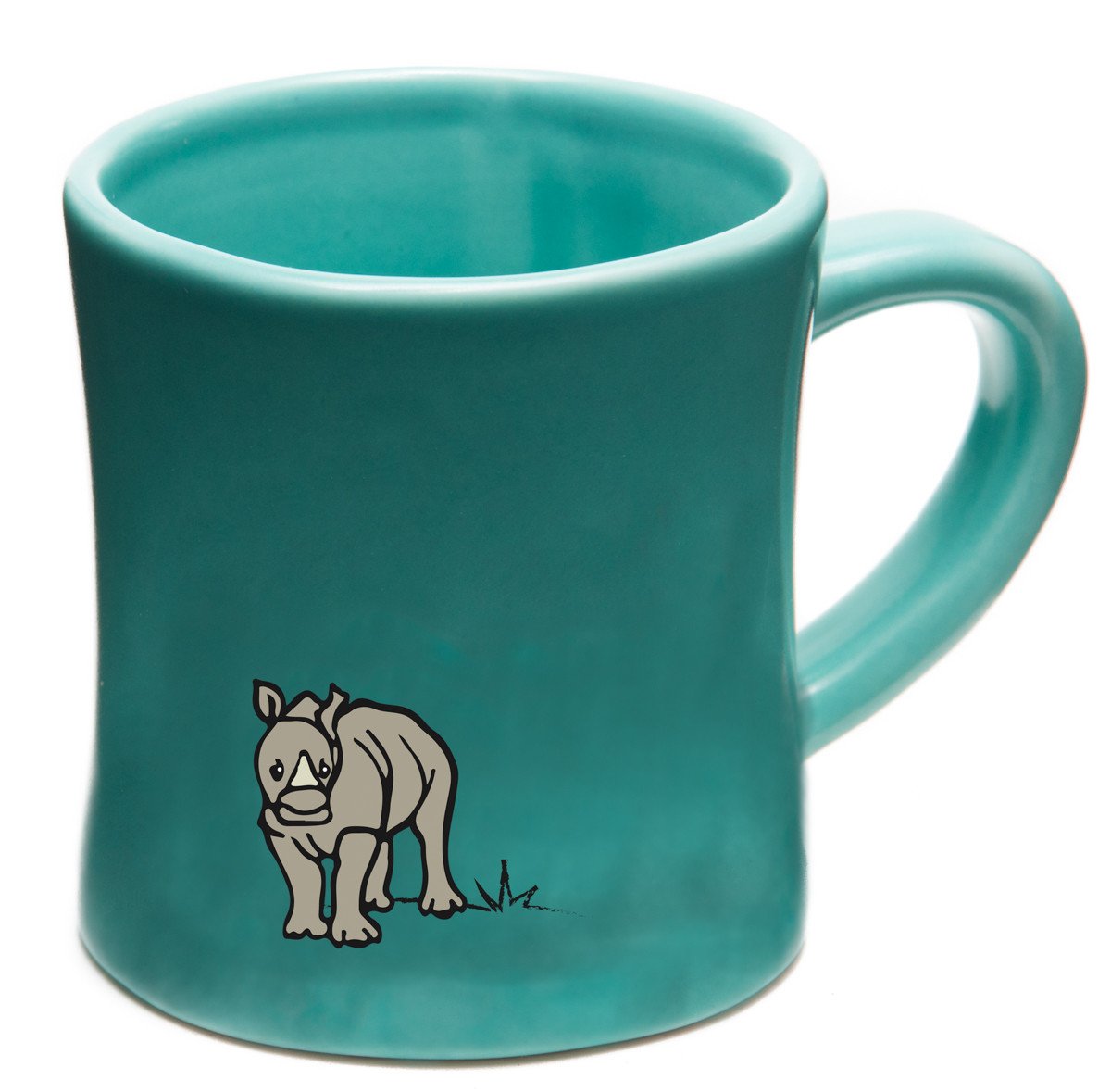 Pair of Kid-Sized Ceramic Mugs - Rhinoceros & Lion | Wildini