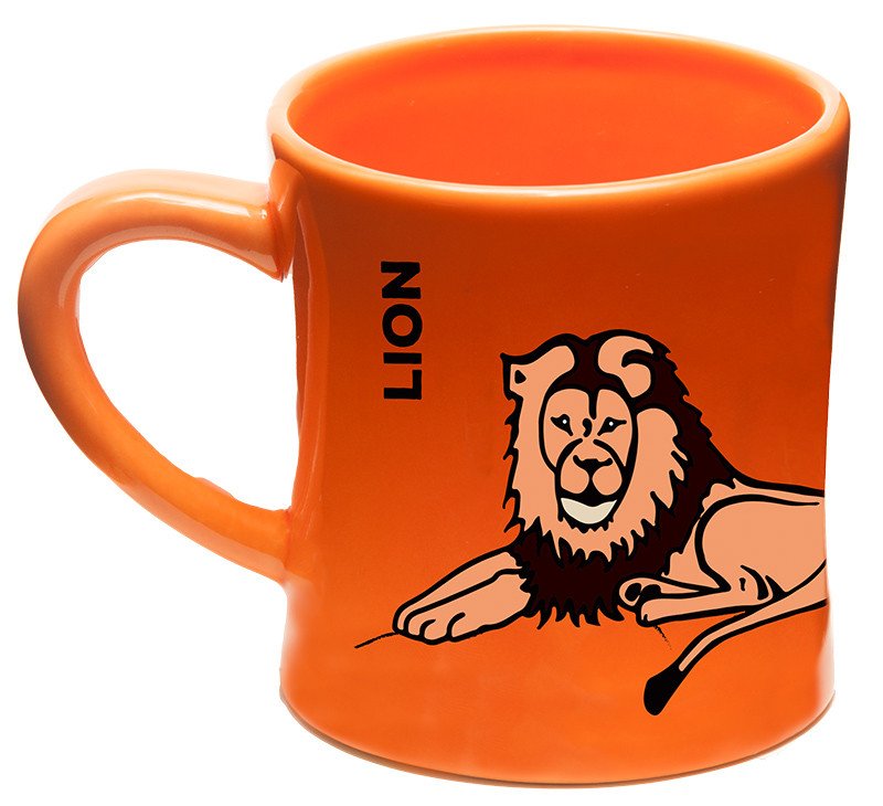 Pair of Kid-Sized Ceramic Mugs - Rhinoceros & Lion | Wildini